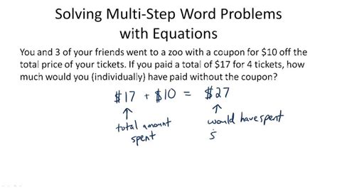 Solving Multi Step Problems Example 1 Video Algebra CK 12 Foundation