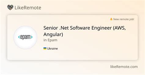 📩 Senior Net Software Engineer Aws Angular At 🏢 Epam 📍remote Job In 🇺🇦 Ukraine Rlikeremote