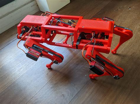 my quadruped developed and built from scratch the joy when it first walked r robotics
