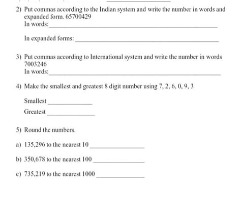 2 put commas according to the indian system and write the number in