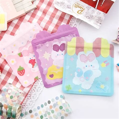 12장 곰돌이토끼 반짝이 지퍼백 포장 선물 판매 포카 헬로마켓
