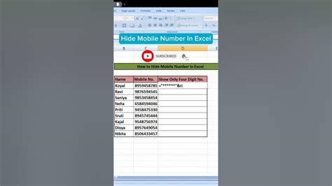 Hide Mobile Number In Excel Data Exceltricks Exceltips Yutubeshorts Tech Shorts Youtube