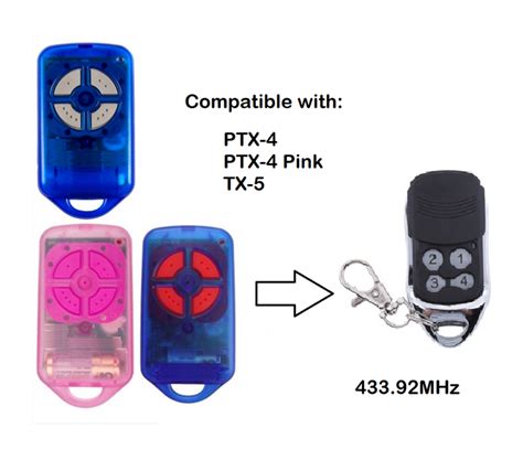 Ata Ptx4 43392 Mhz 용 4 버튼 차고게이트 도어 교체 원격 제어 송신기 출입 통제