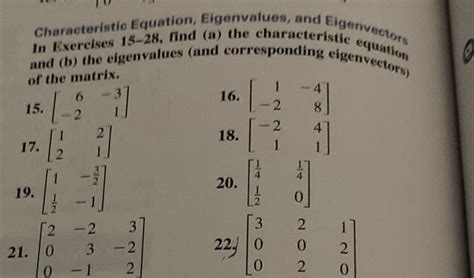 Solved Characteristic Equation Eigenvalues And