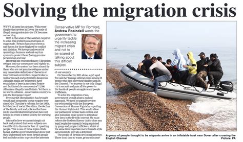 romford recorder solving the migration crisis andrew rosindell m p