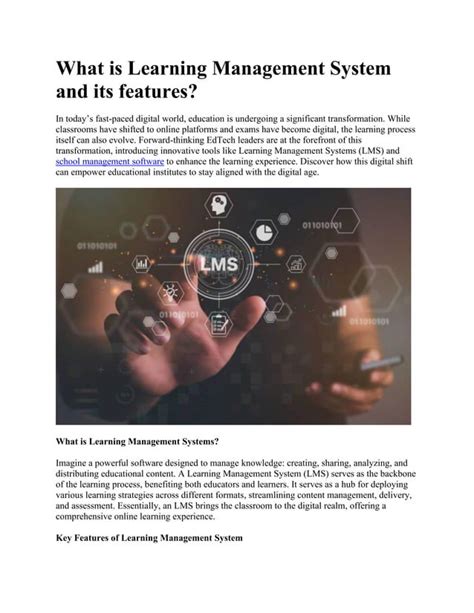 What Is Learning Management System And Its Features Pdf