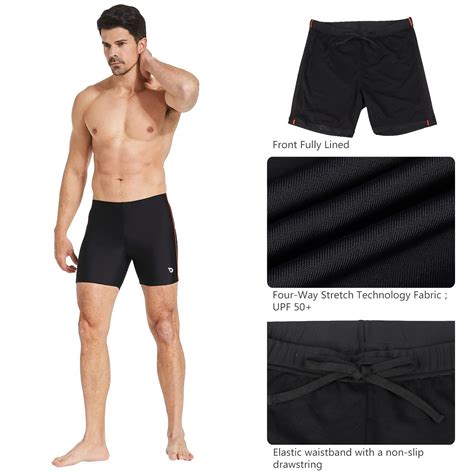 Mens Athletic Quick Dry Compression Square Leg Jammers Swim Brief Swimsuit Black