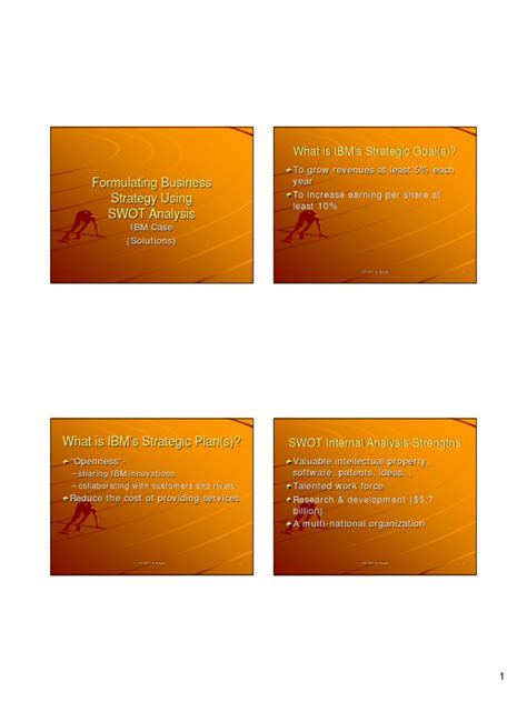 Formulating Business Strategy Using Swot Analysis Pdf Ibm Swot