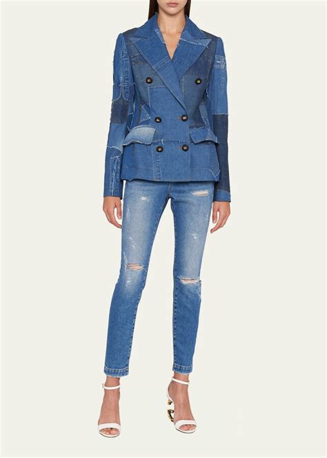Dolce And Gabbana Patchwork Denim Double Breasted Jacket Shopstyle