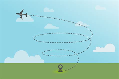 비행기 노선 여행 벡터 아이콘입니다 시작점과 점선 추적에서 여행하십시오 비행기 위치에서 하늘로 이륙 나선형에 대한 스톡 벡터 아트 및 기타 이미지 Istock