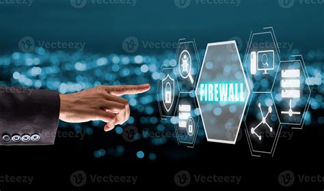 Firewall Computing Security Concept Person Hand Touching Firewall Icon
