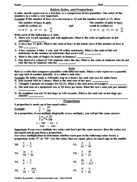 Ratios Rates And Proportions Worksheet Pdf Ratio Elementary Worksheets Library