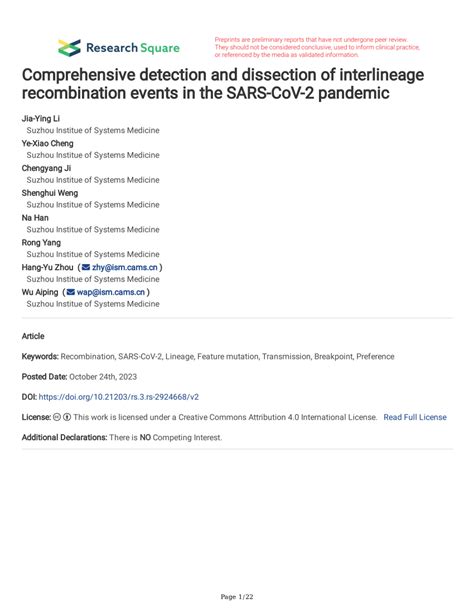 Pdf Comprehensive Detection And Dissection Of Interlineage