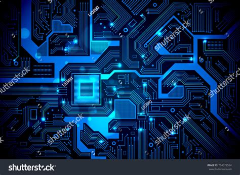 High Tech Electronic Circuit Board Vector Stock Vector Royalty Free 754079554
