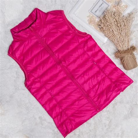 Badu Bg Есен Зима Ултра леко дамско яке с пухена жилетка Без ръкави Бяла топла жилетка с патешки