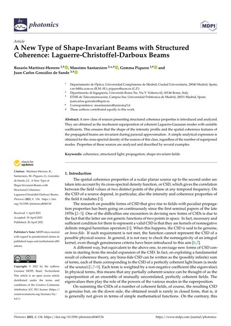 Pdf A New Type Of Shape Invariant Beams With Structured Coherence Laguerre Christoffel