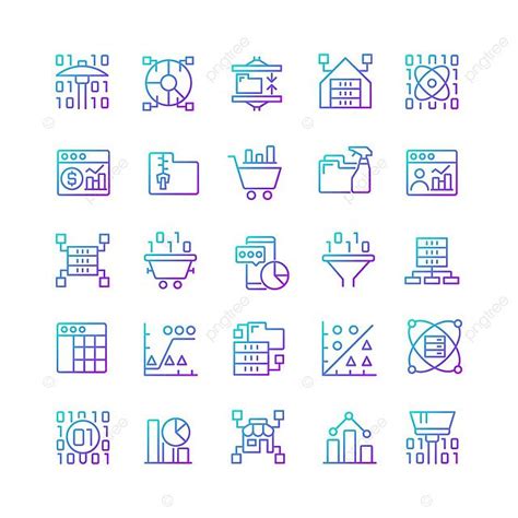 Data Mining Gradient Linear Vector Icons Set Bundle Storage Lineart Vector Bundle Storage