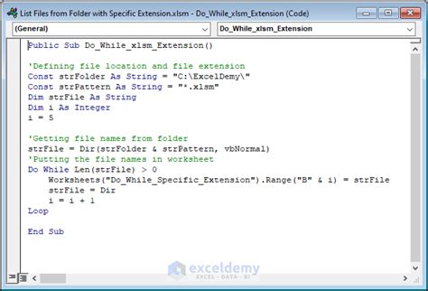 Excel Vba To List Files In Folder With Specific Extension