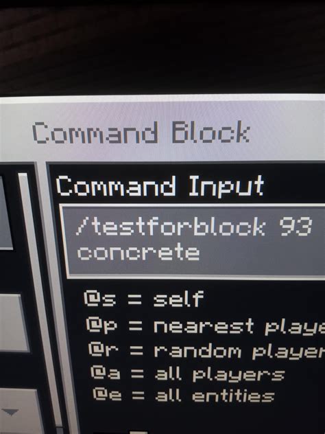 [bedrock] How Do I Get Yellow Concrete To Appear On My Testforblock Command Block R Minecrafthelp