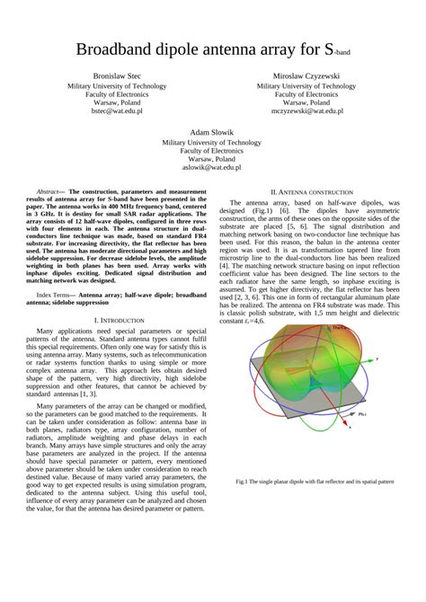 Pdf Broadband Dipole Antenna Array For S Band