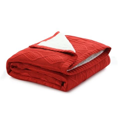 Red Knitted Acrylic Throw Blanket 50x60 Modern Solid Color Bedding Foter