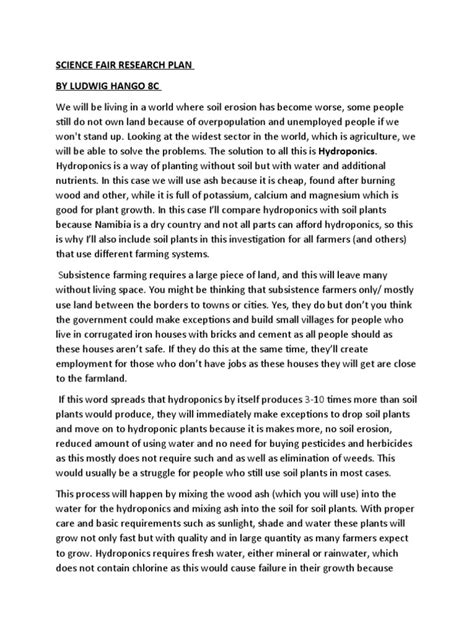 Research Plan Pdf Hydroponics Soil