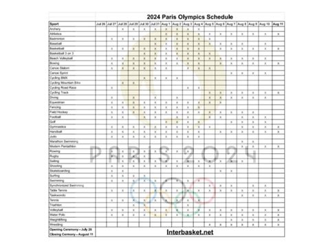 The 2024 Paris Olympic Games Schedule Printable Schedules Day By Day