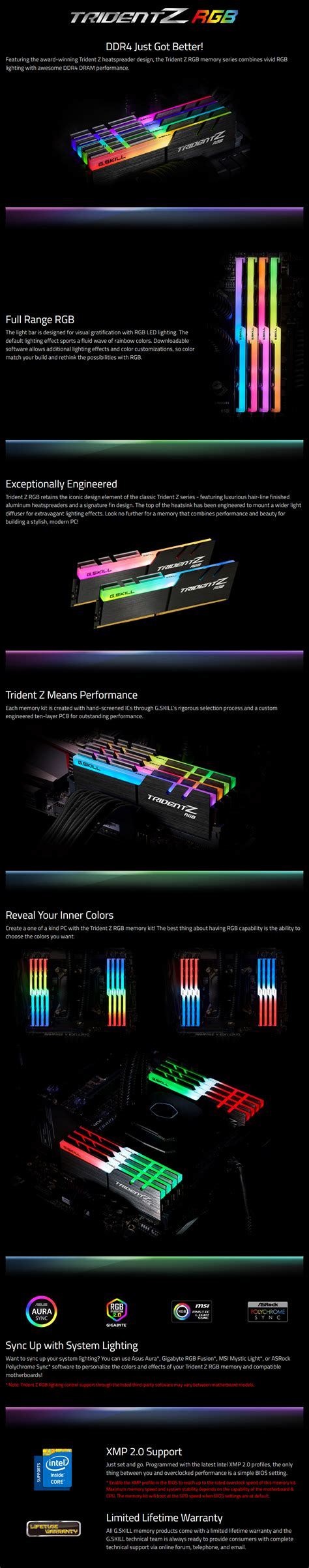 G Skill 64gb 2x32gb F4 3600c18d 64gtzr Trident Z Rgb 3600mhz Cl18 Ddr4 Ram Au