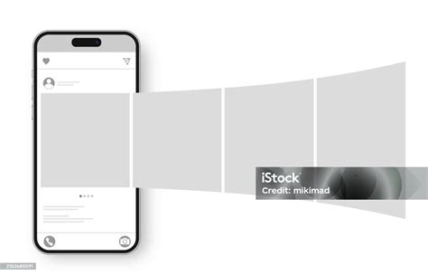 Smartphone With Carousel Interface Post On Social Network Social Media Design Concept