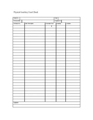 Count Sheet For Physical Inventory PDFSimpli