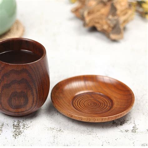 Badu Bg Дървени чаши с голям корем Ръчно изработени чаши от естествено смърчово дърво Бира Чай