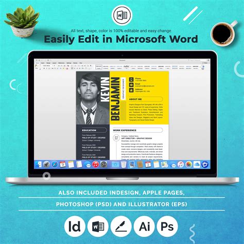 Editable Word CV Template MS Word Creative Resume Template For Job 2022 Graphic Designer CV