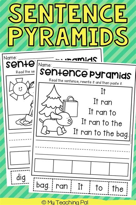 Sentence Pyramid Worksheets Reading And Fluency Work Phonics Programs Phonics Kindergarten