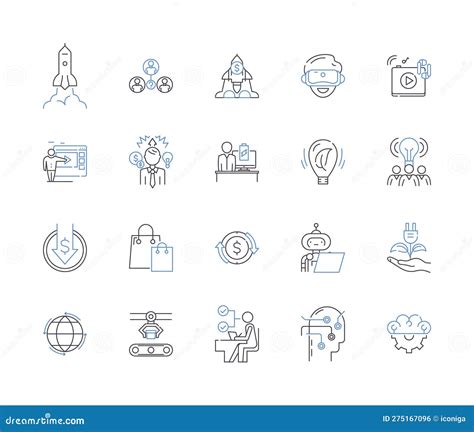 Innovation Startup Outline Icons Collection Innovative Startup Novel Enterprising Creative