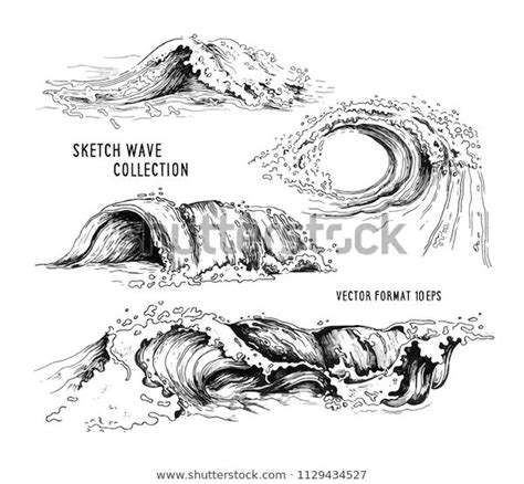 Sea Waves Handdrawn Sketch Sketch Ocean Stock Vector Royalty Free 1129434527 Shutterstock