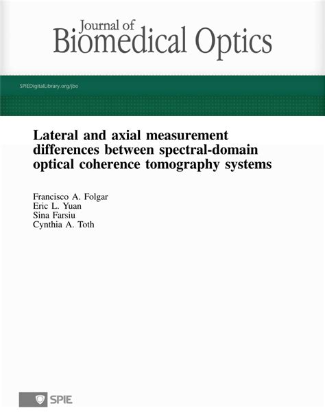Pdf Lateral And Axial Measurement Differences Between Spectral Domain Optical Coherence