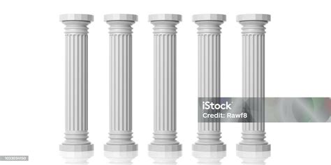 3d 렌더링 5 백색 대리석 기둥 기둥 건축적 특징에 대한 스톡 사진 및 기타 이미지 기둥 건축적 특징 5 사원 Istock