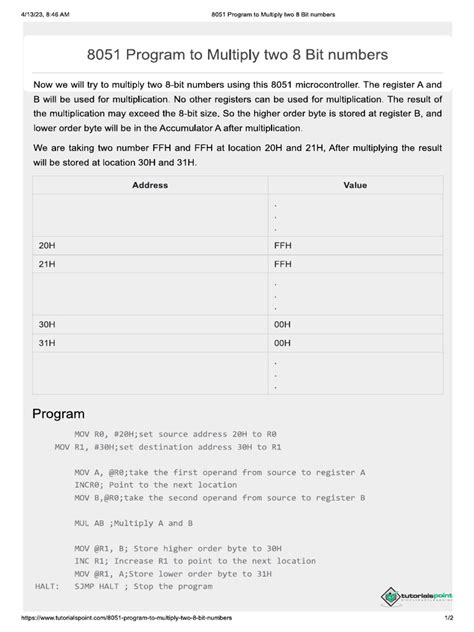 8051 Multiply Pdf