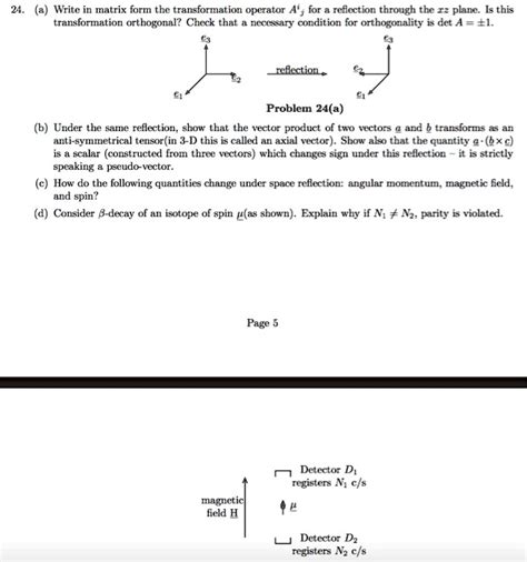 video solution problem 24 a reflection write in matrix form the transformation operator a for