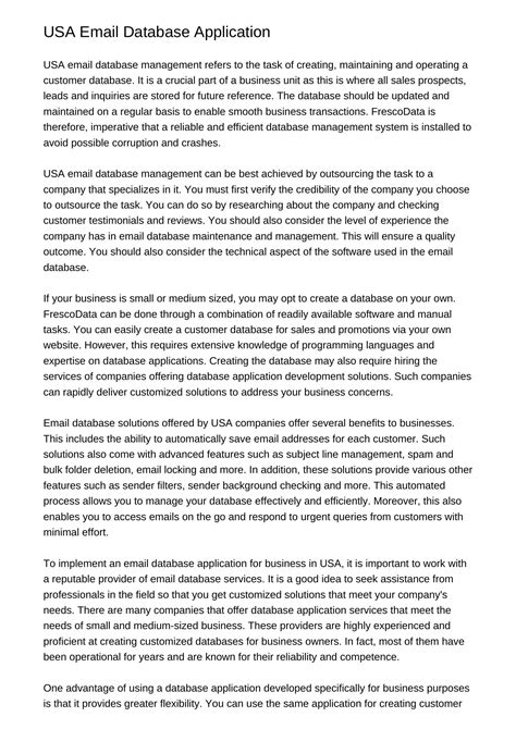 Usa Email Database Applicationpmqcgpdfpdf Docdroid