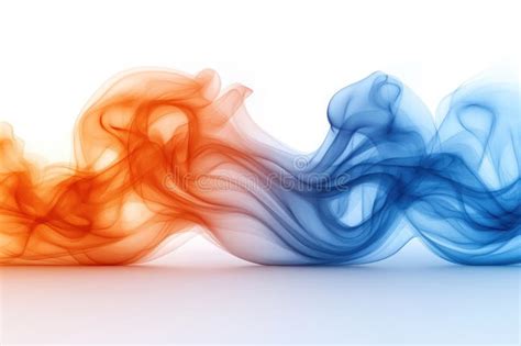 Abstract Art Piece Featuring Smooth Flowing Blue Orange Smoke Wavy Shapes Create Dynamic