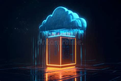 Futuristic Cloud Computing System Concept With Digital Data Flowing Into A Storage Unit