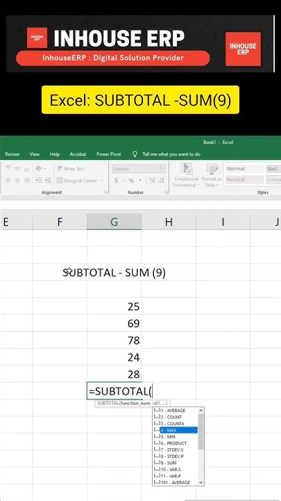 How To Use Excel Function Subtotal Sum 9 Excel Excelfunctions