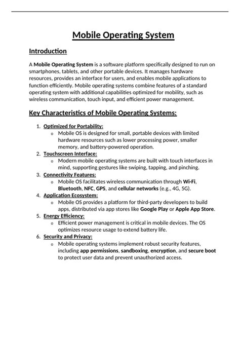 Mobile Operating System Architecture And Functionality Computer Science Stuvia Us