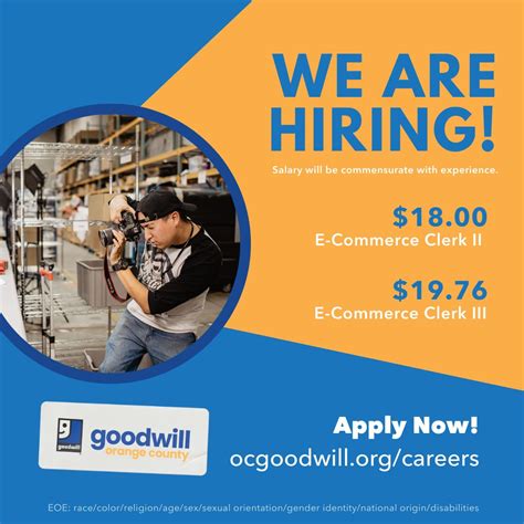 Goodwill Of Orange County On Linkedin 📢 Now Hiring E Commerce Clerk