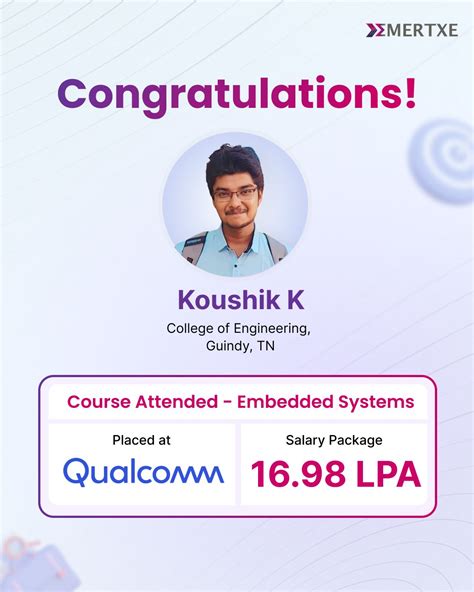 Qualcomm Success Emertxe Embeddedsystems Careersuccess Dreamcompany Iot Jobplacement