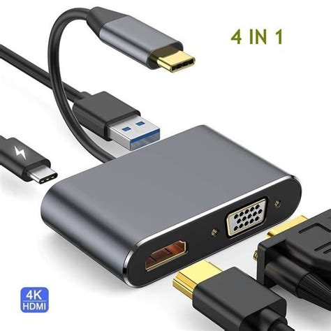 Jual Converter Type C 4 In 1 USB C To HDMI VGA USB 3 0 Type C Charging Shopee Indonesia