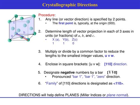 Ppt Crystallographic Points Directions And Planes Defining And