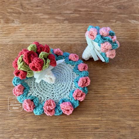 バラのコースターの編み方 Dedris Rose Coaster Pattern Crochet Hmmm クロシェ ♡ ふ〜む〜