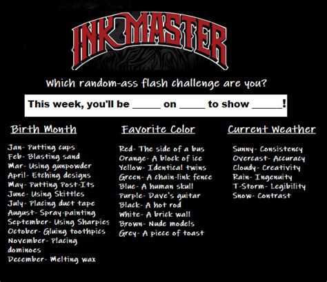 the ink master random ass flash challenge generator r inkmaster